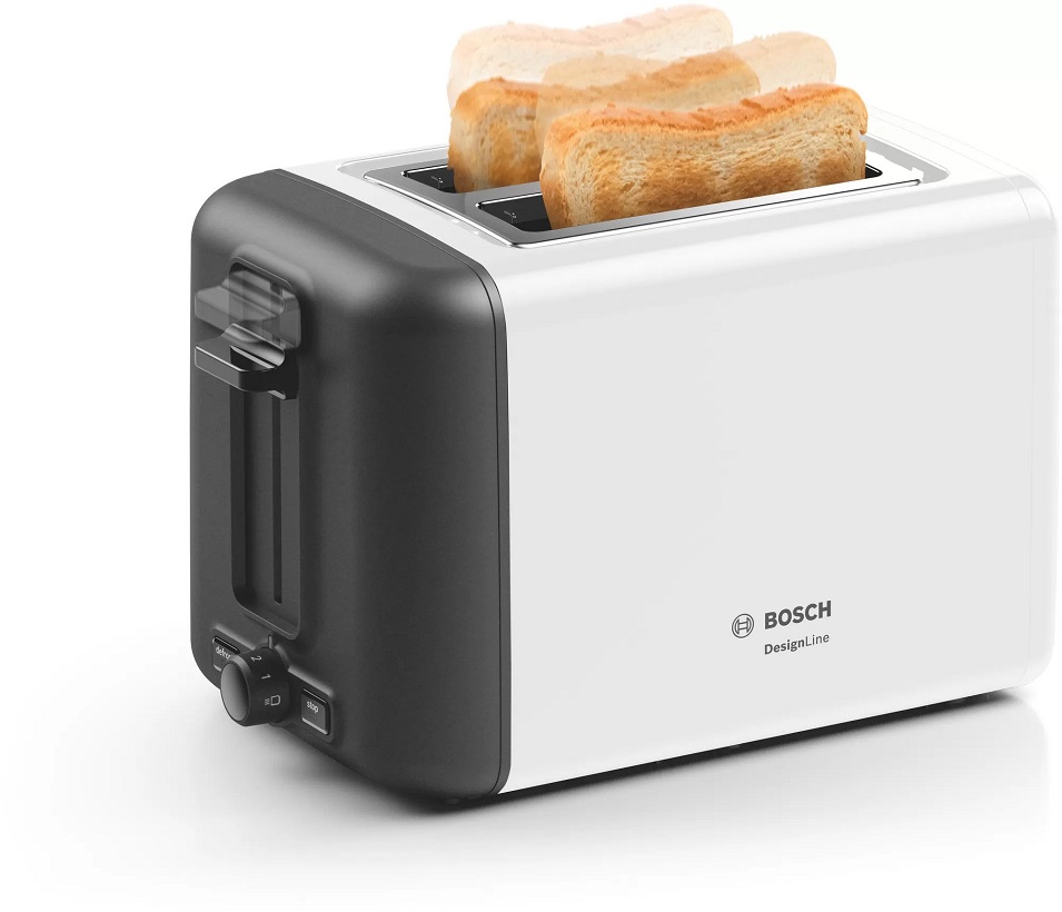BOSCH TAT3P421 Compact toaster DesignLine Toaster White with double ...
